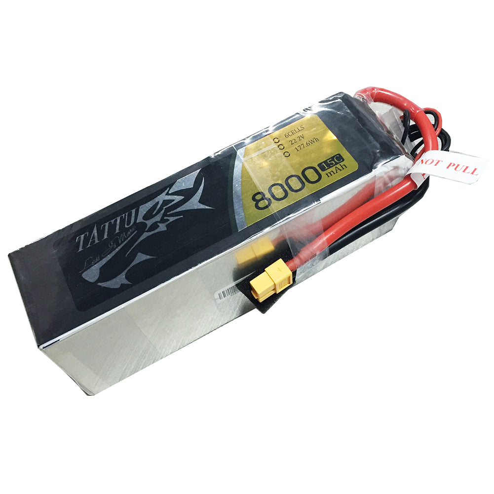 Tattu 6s 22.2v 8000mAh 15c LiPo Battery Pack with XT60 Connector – RC ...