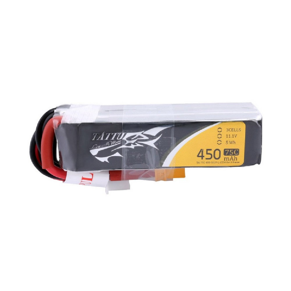 Tattu 450mAh 2S 75C 7.4V Lipo Battery Pack with XT30 Plug-Long size ...